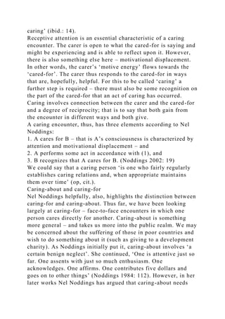 Nel Noddings’ reading CaringNel Noddings is closely identified.docx