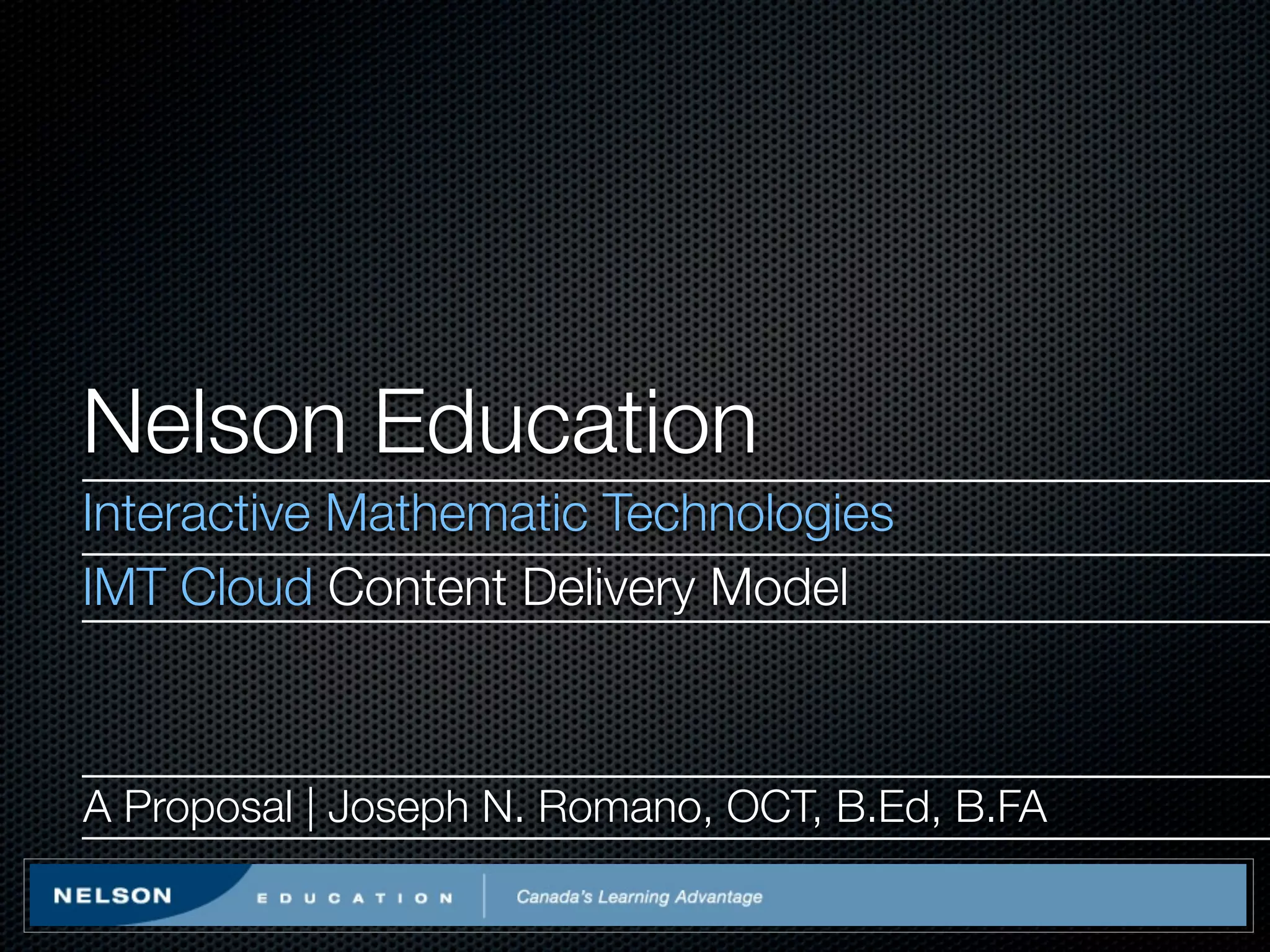 Nelson Education Presentation | KEY | Cloud Computing | Internet