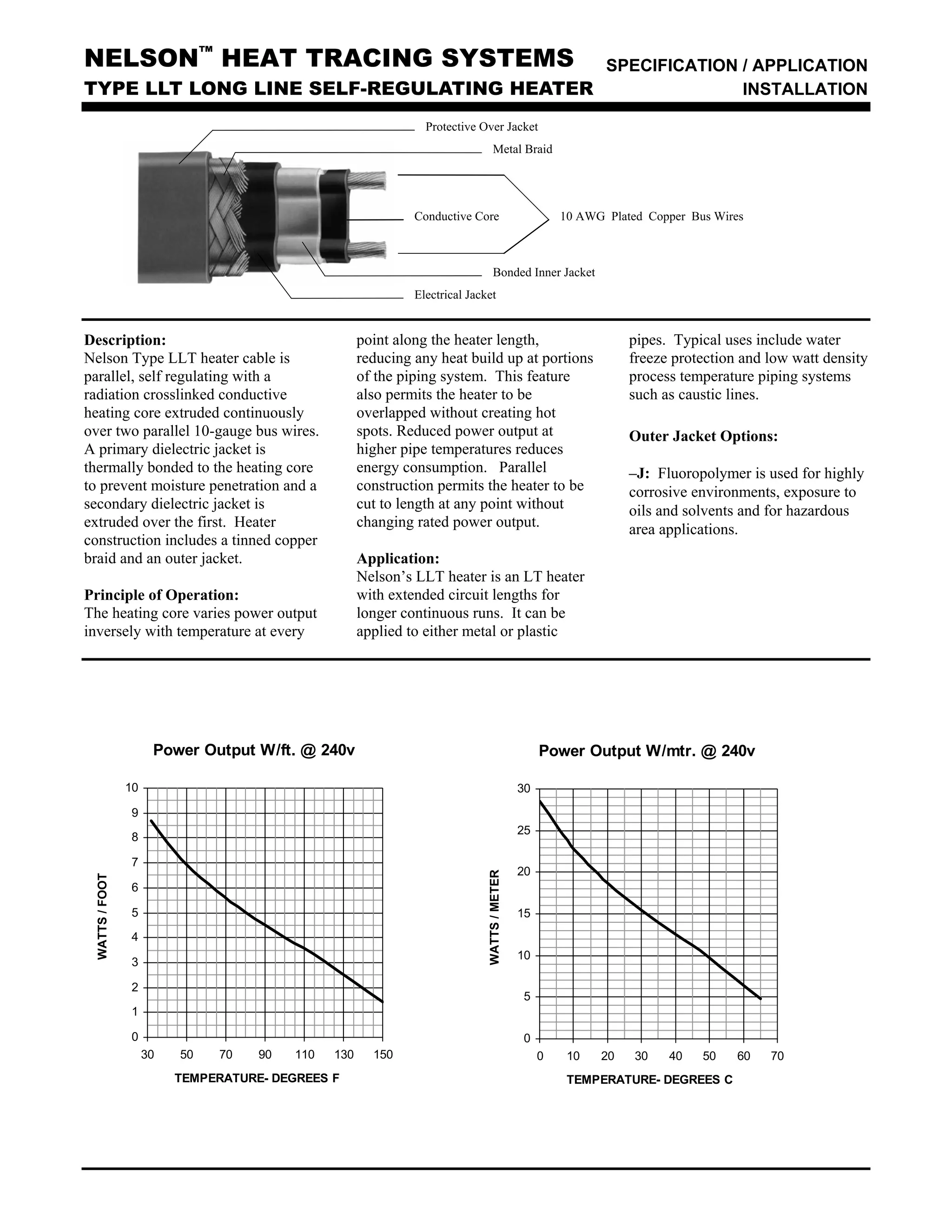 Nelson LLT Heat Tracing Cable - Spec Sheet | PDF | Home Appliances ...