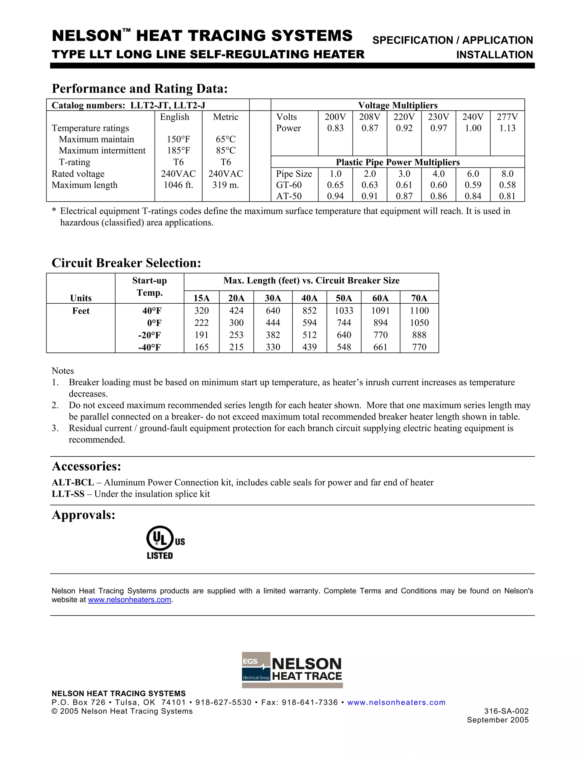 Nelson LLT Heat Tracing Cable - Spec Sheet | PDF | Home Appliances ...
