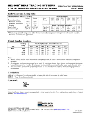 Nelson LLT Heat Tracing Cable - Spec Sheet | PDF | Home Appliances ...