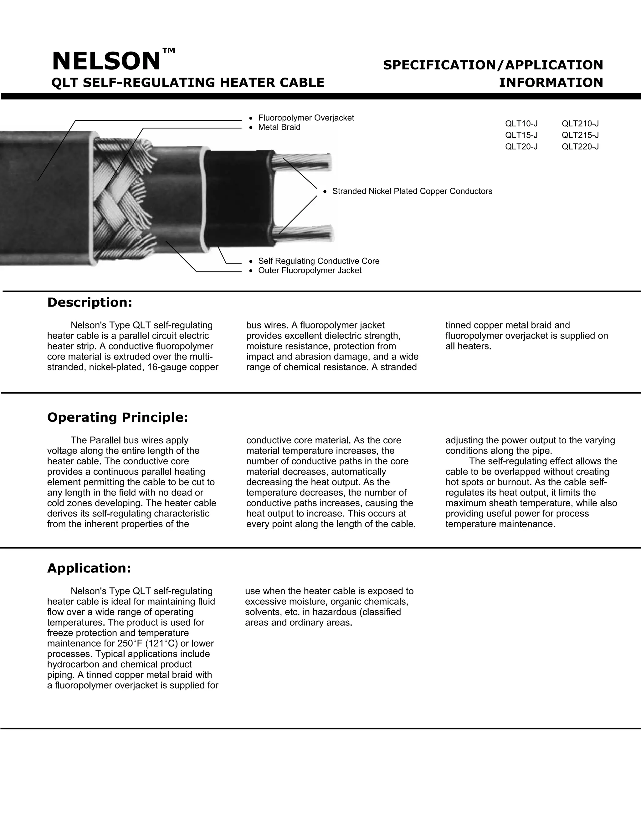 Nelson QLT Heat Tracing Cable - Spec Sheet | PDF | Home Appliances ...