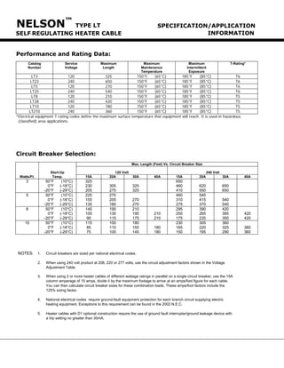 Nelson LT5 Heat Tracing Cable - Spec Sheet | PDF