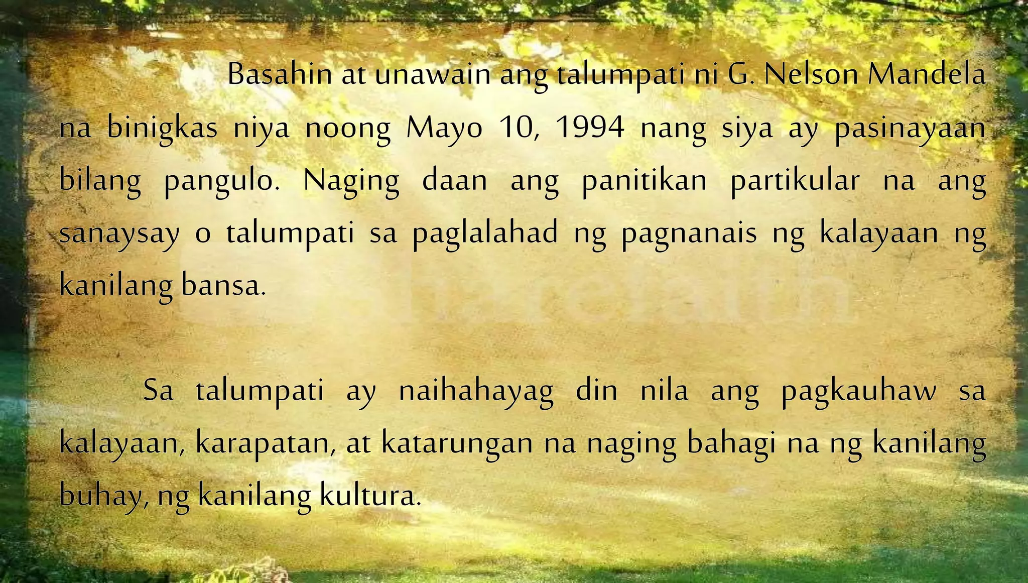 Nelson mandela. bayani ng africa | PPTX