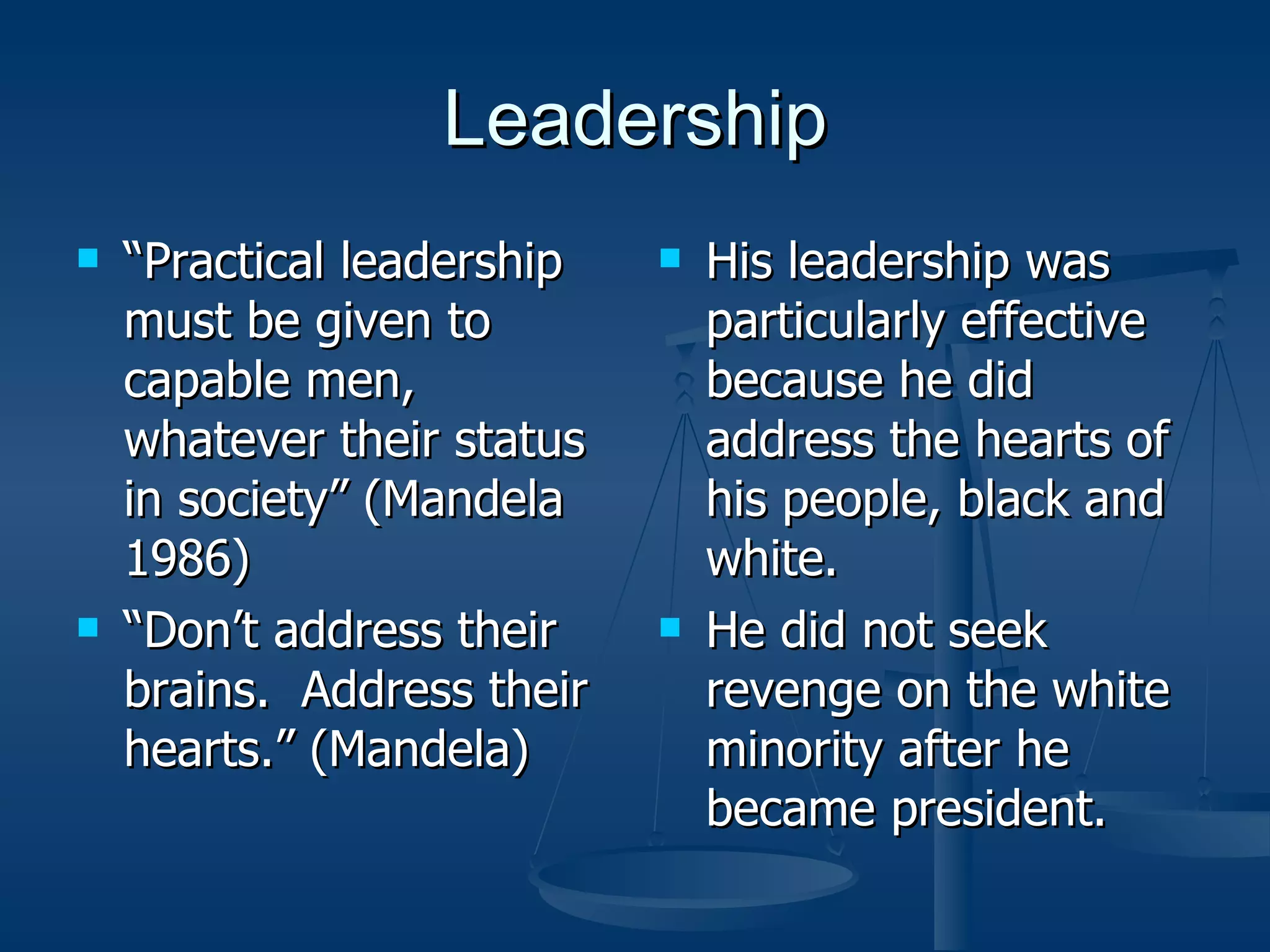 Nelson mandela leadership presentation E Homins | PPT