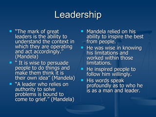 Nelson mandela leadership presentation E Homins | PPT