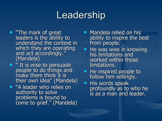Nelson mandela leadership presentation E Homins | PPT