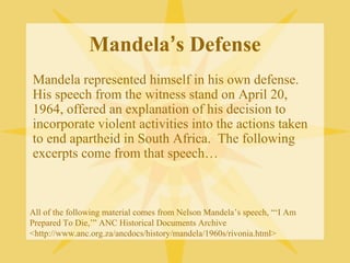 Nelson Mandela Speech I Am Prepared To Die