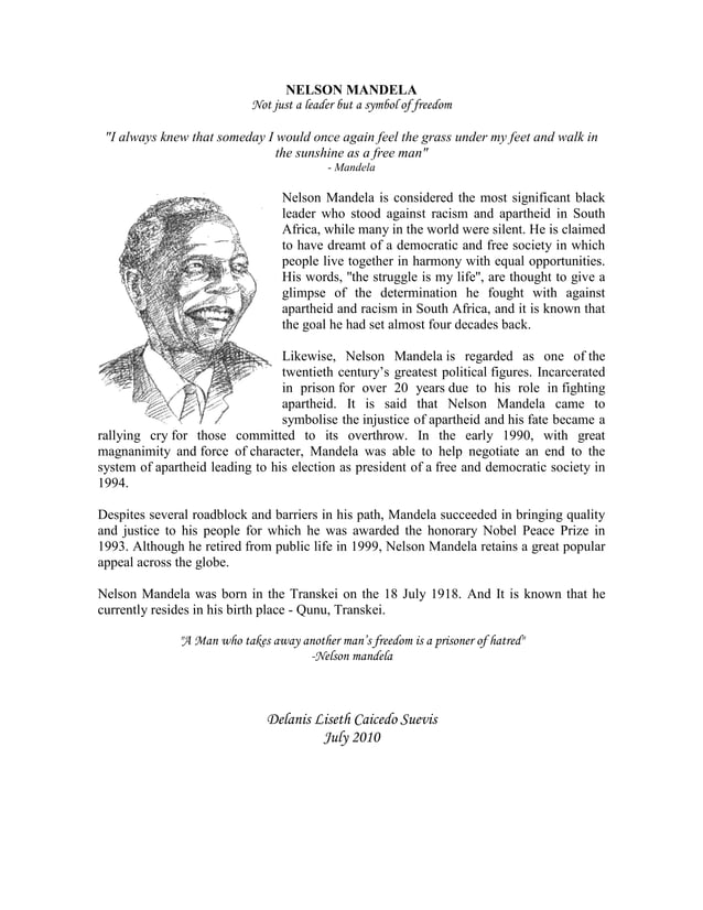 Nelson Mandela Biography | DOCX | Debated Sensitive Social Issues ...