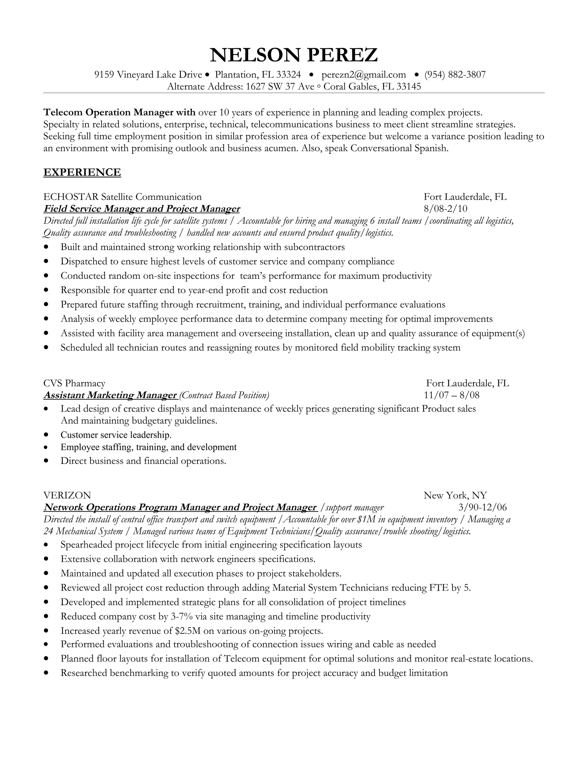 Nelson Perez Resume Nmp June 2011 Pm (3) | DOC