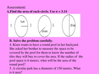mathematics 5 in grade 5 area of a circle | PPT