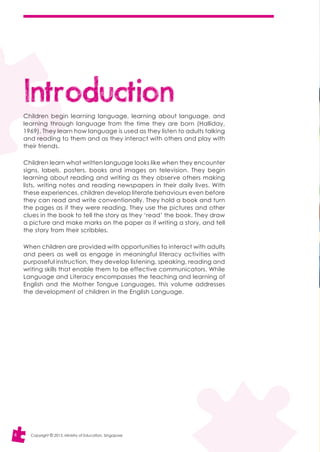Language & Literacy Framework at Kindergarten Level - Singapore | PDF