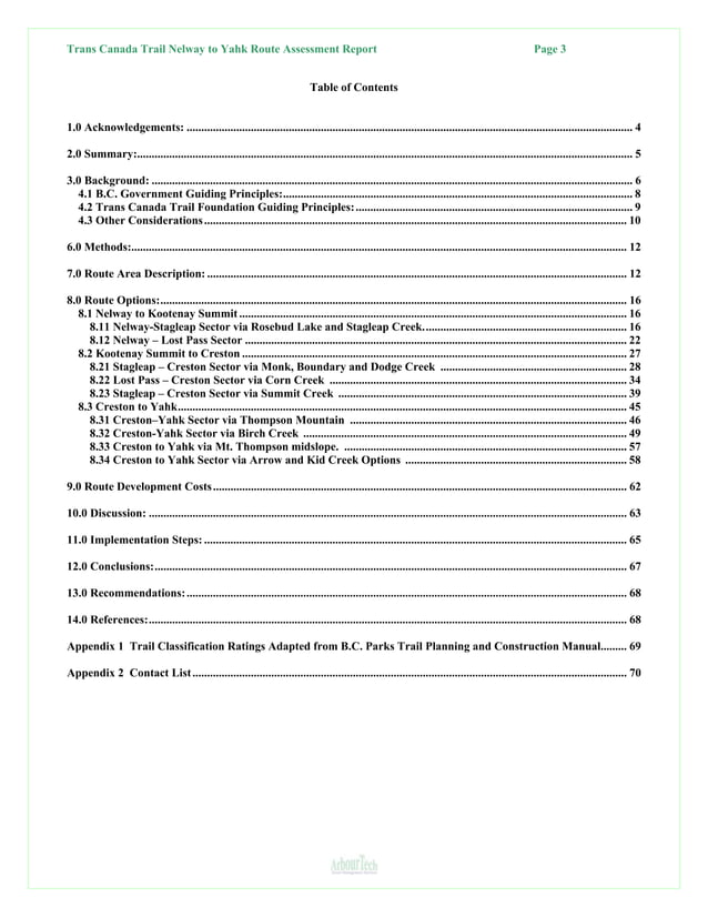 Nelway BC to Yahk Trans Canada Trail Route Assessment Report | PDF
