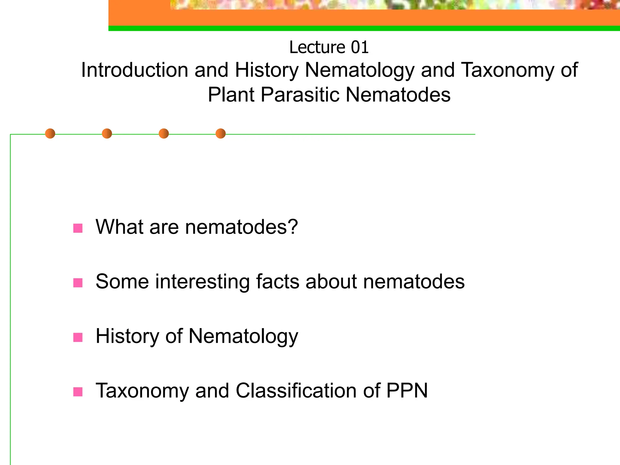 Introduction and History Nematology and Taxonomy of Plant Parasitic ...