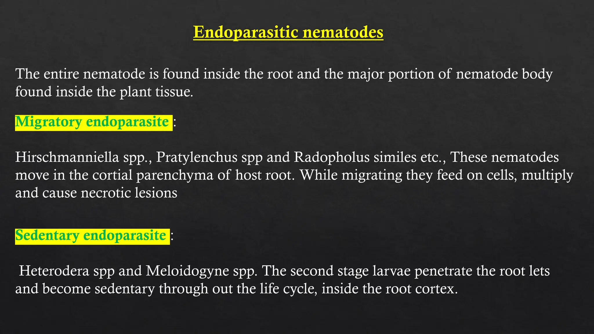 Ecological classification of nematodes and type of parasitism in ...