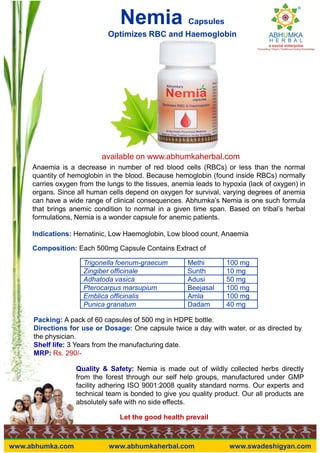 Nemia optimizes rbc and haemoglobin | PDF