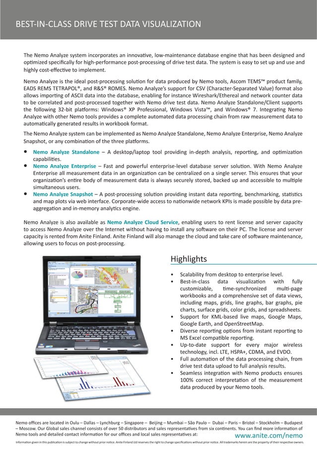 Nemo analyze brochure apr 2013 | PDF | Computer Software and Applications | Computing