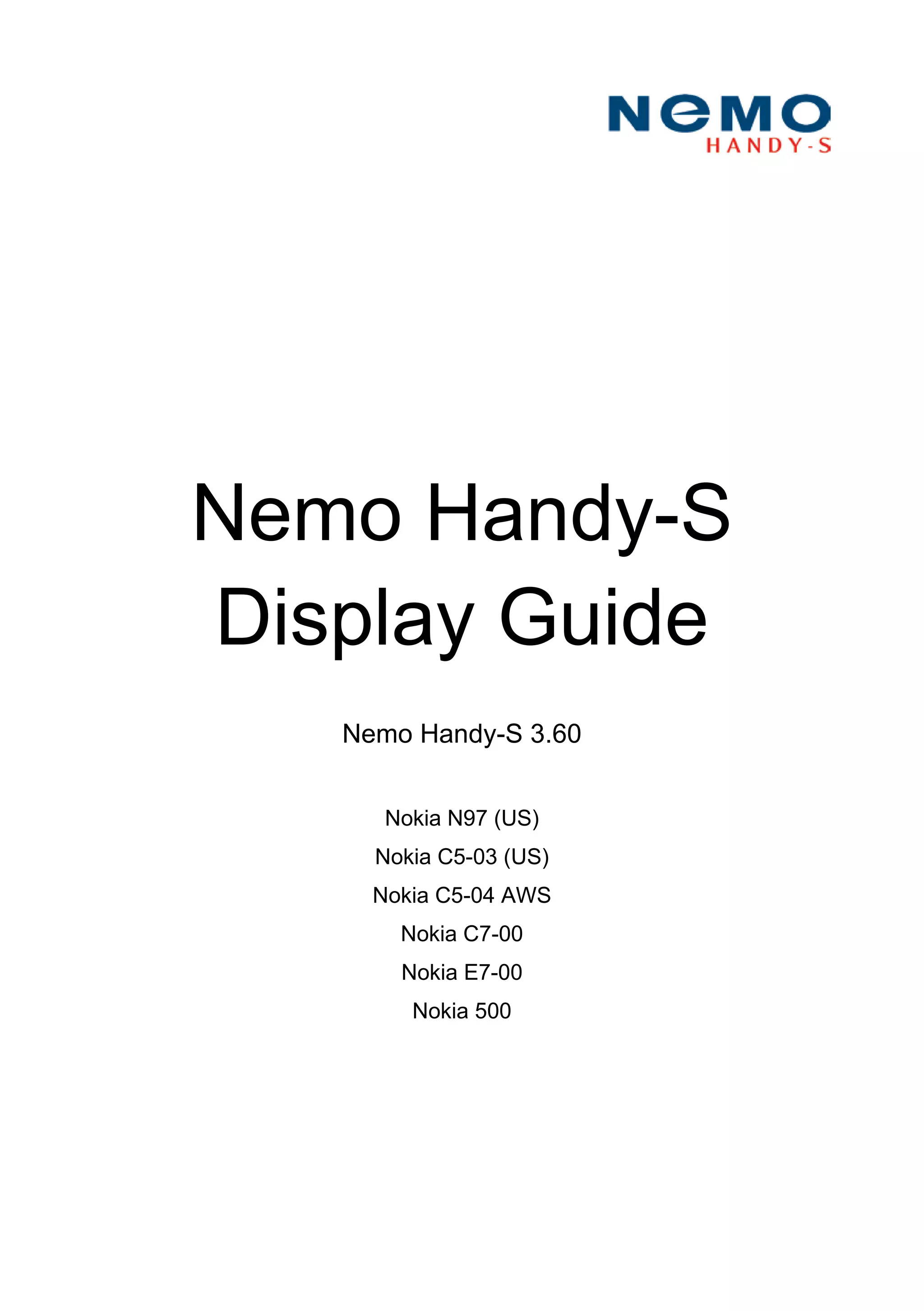 Nemo handy s-3.60_display_guide_for_n97_c503_c504_c7_e7_500 | PDF