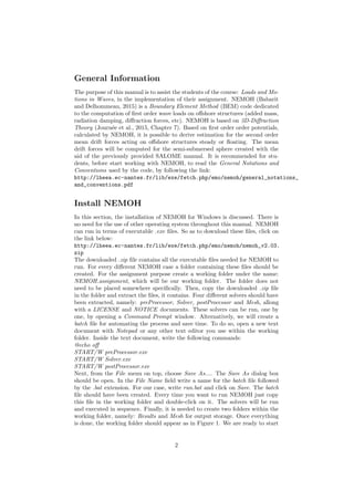 Introductory manual for the open source potential solver: NEMOH | PDF