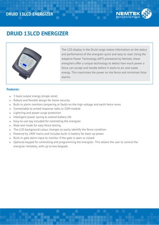 Nemtek druid 13-lcd-energizer | PDF