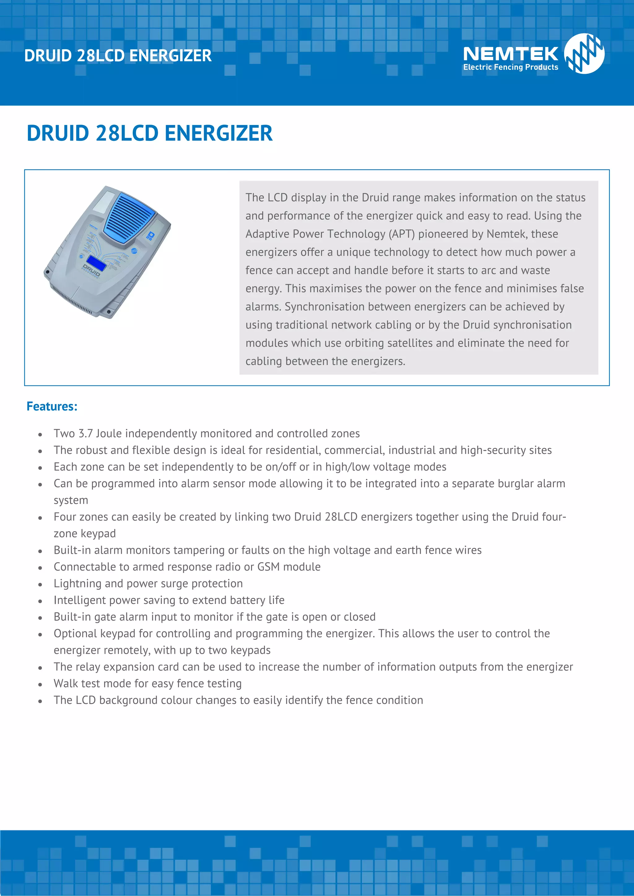 Nemtek druid 28 LCD Energizer | PDF