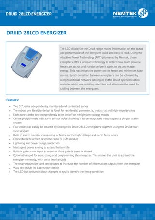 Nemtek druid 28 LCD Energizer | PDF