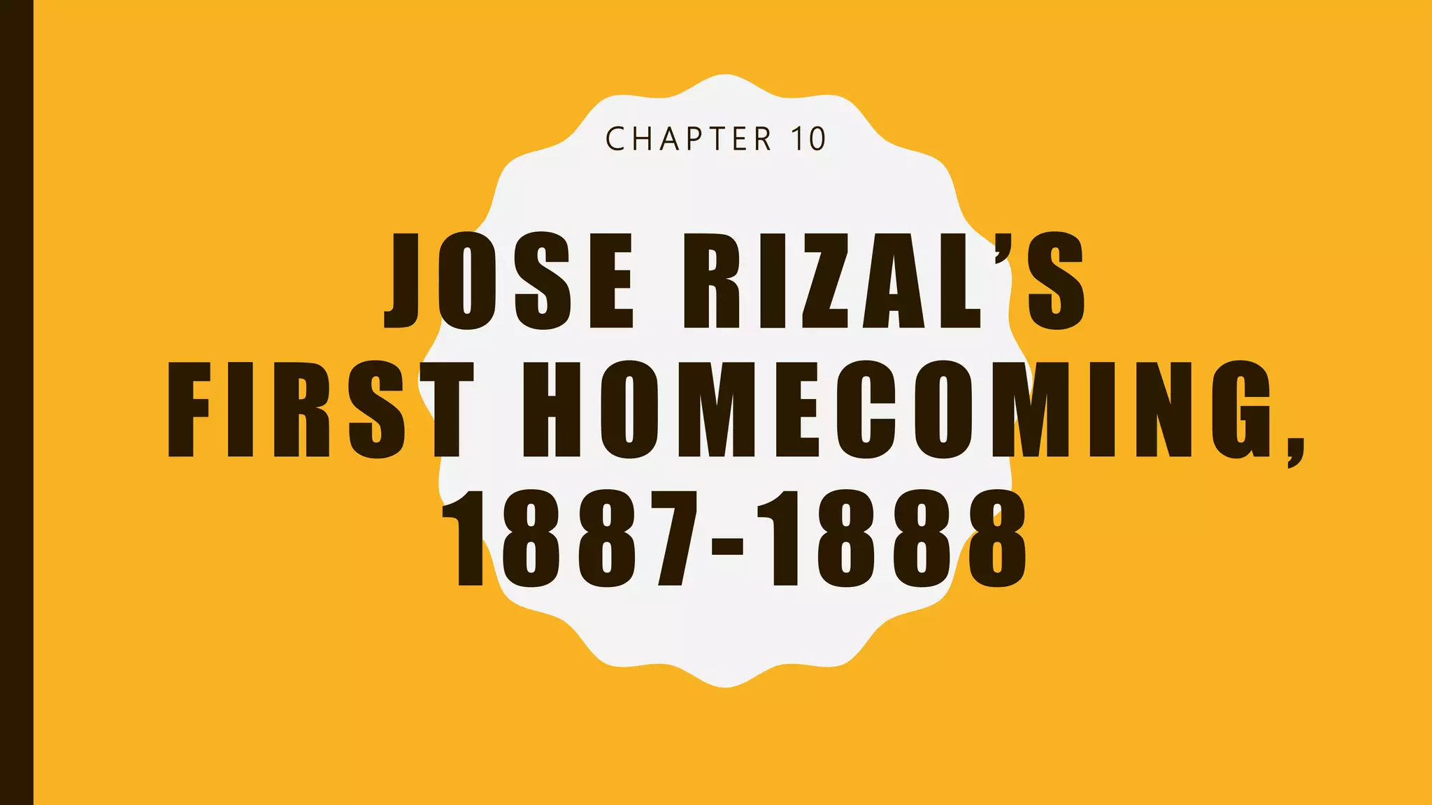 Chapter 10: Jose Rizal’s first homecoming, 1887-1888 | PPTX