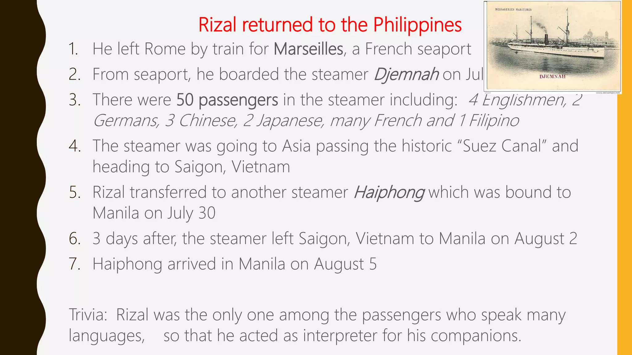 Chapter 10: Jose Rizal’s first homecoming, 1887-1888 | PPTX