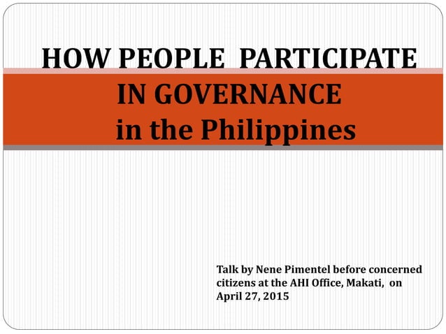How People Participate in Governance in the Philippines | PPTX
