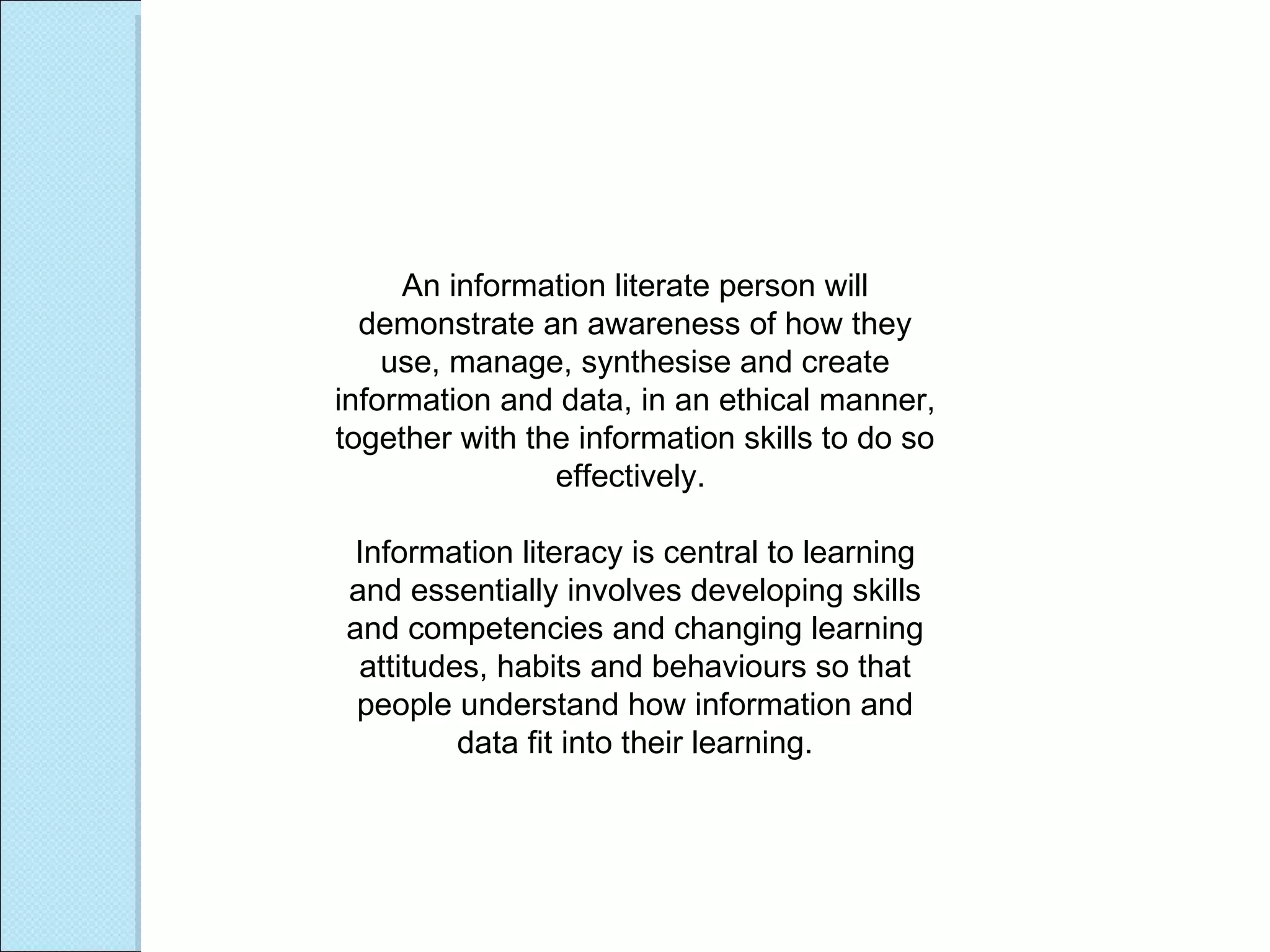 The Seven Pillars of Information Literacy: research lens | PPT