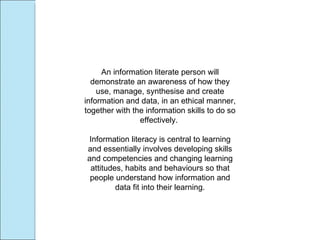 The Seven Pillars of Information Literacy: research lens | PPT