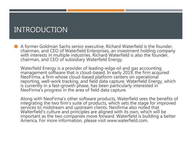 Waterfield Energy Acquires NeoFirma | PPTX