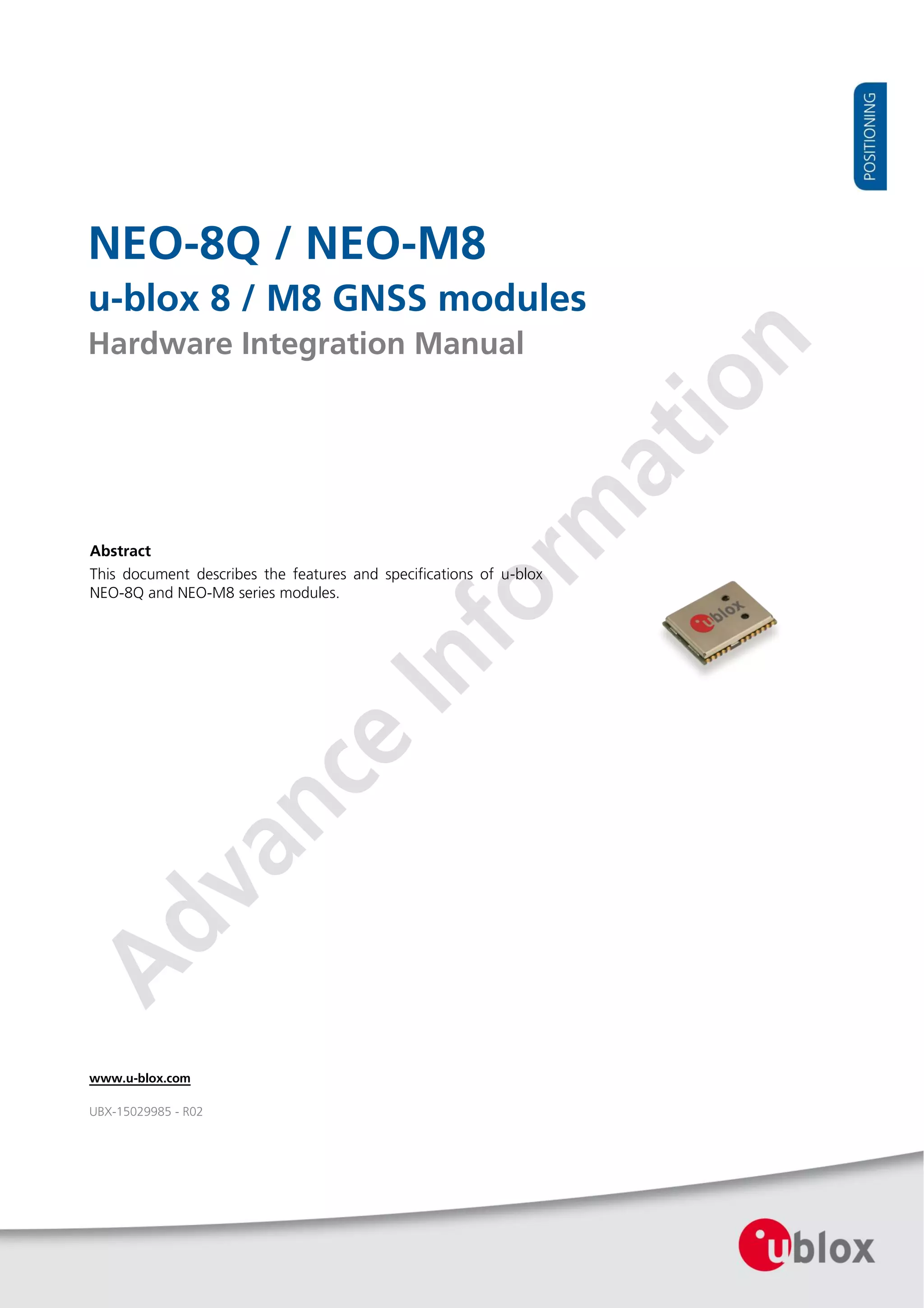 Neo 8 q - neo-m8 fw3 hardware integration manual- | PDF