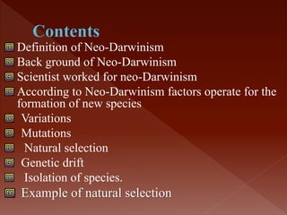 Neo darwinism hassan | PPTX