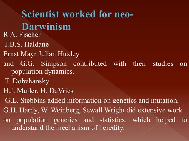 Neo darwinism hassan | PPTX | Genetics | Science