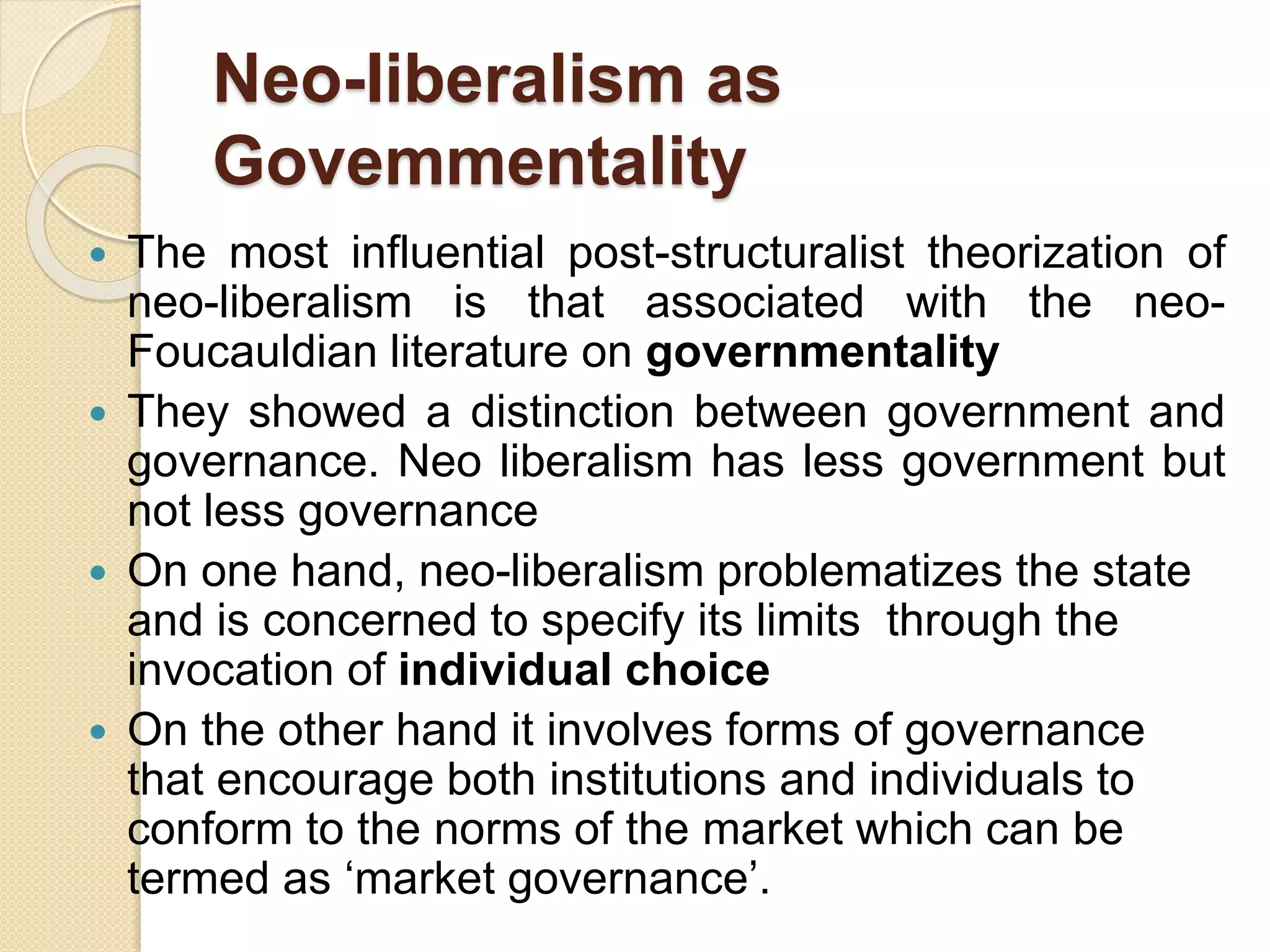 Neo liberalism | PPTX | Political Issues & policy | Politics