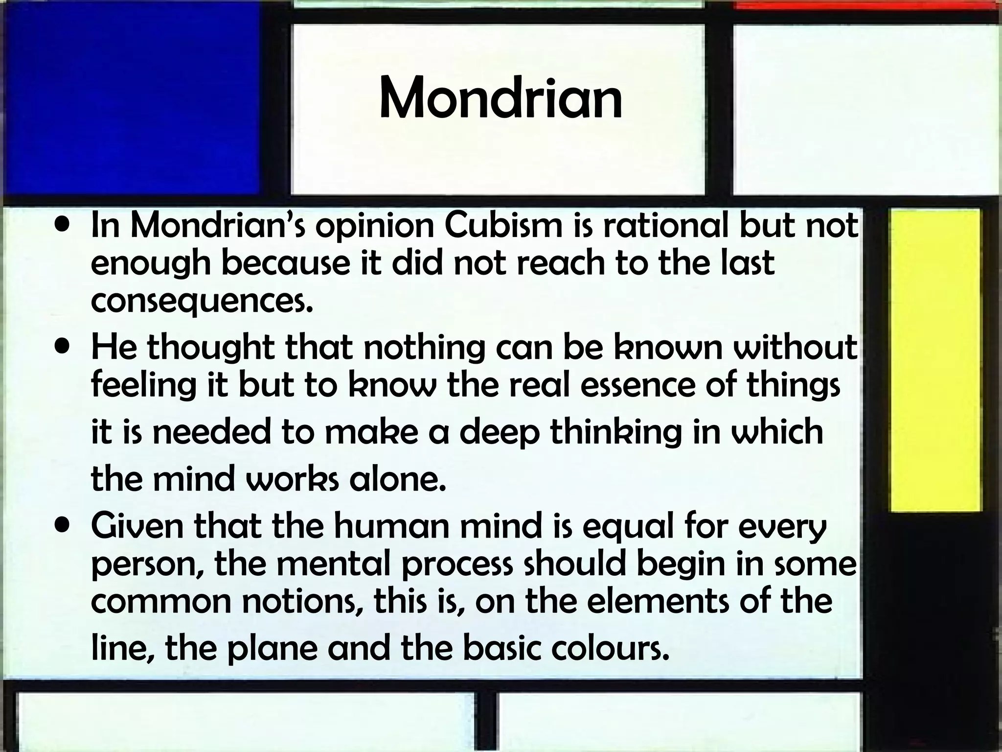 Neo plasticism (new) | PPT | Modern Art | Fine Art