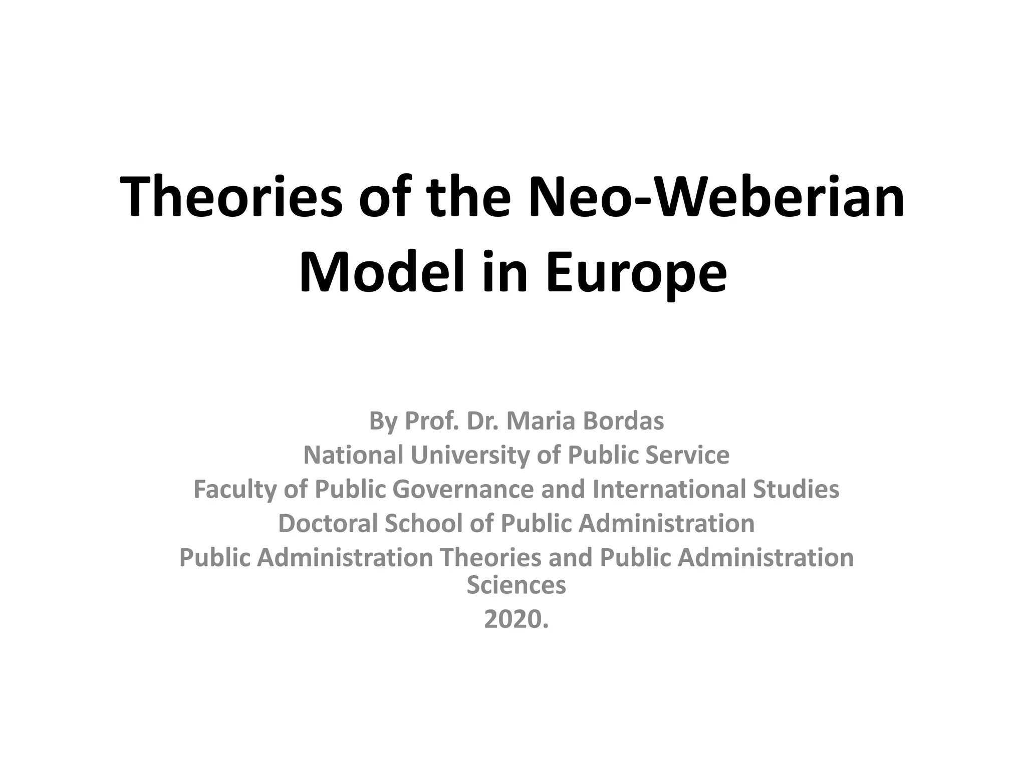 Neo weberian model (2) ds - 2020 (1) | PPTX