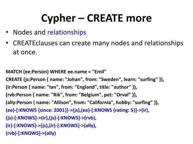 Neo4j Introduction (Basics, Cypher, RDBMS to GRAPH) | PPT