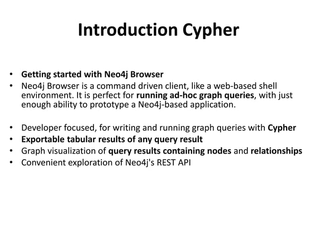 Neo4j Introduction (Basics, Cypher, RDBMS to GRAPH) | PPT