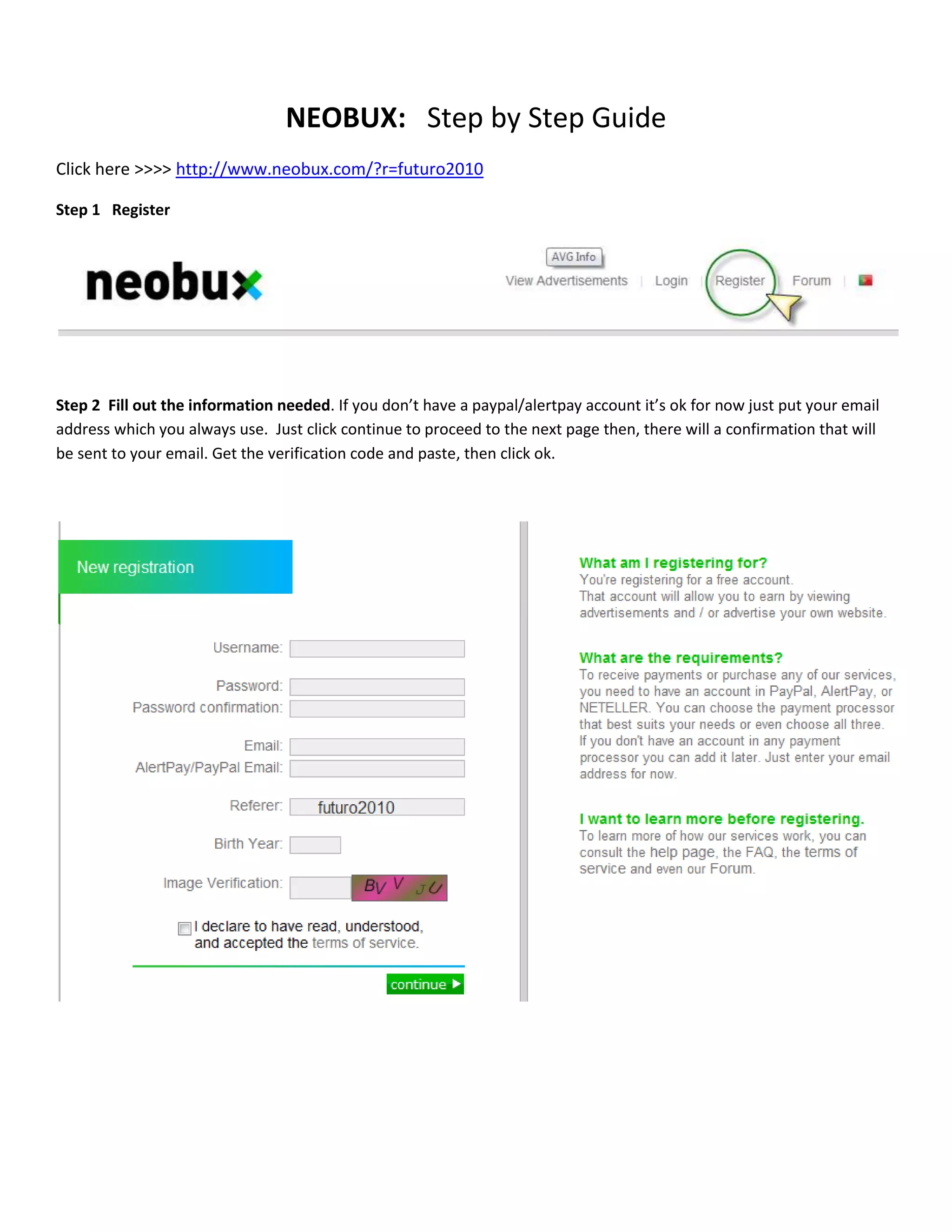 Neobux step by step guide | DOCX