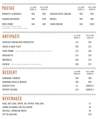 Neo Pizza Catering Menu | PDF | Dining Out | Food & Drink