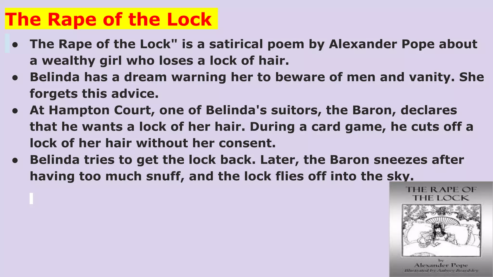 Dramatic Scene In "The Rape Of Lock " SEM :-1 | PPTX