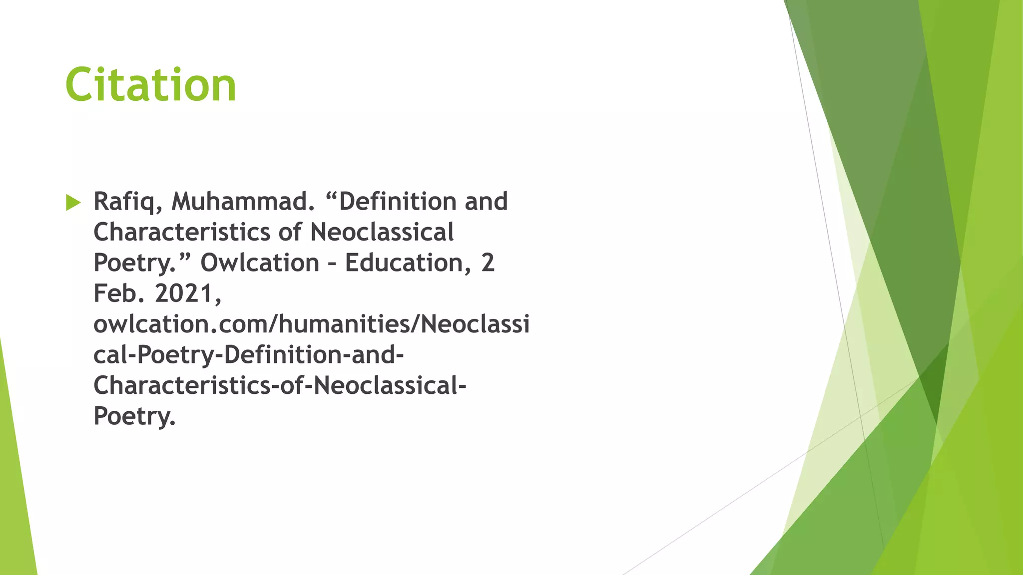 characteristics of the neoclassical literature | PPTX