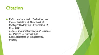 characteristics of the neoclassical literature | PPTX