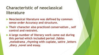 characteristics of the neoclassical literature | PPTX