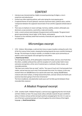 Neoclassical ii content and excerpts | DOCX