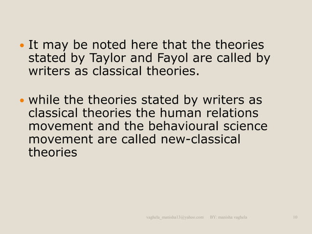 Neo classical school of management thoughtsneo clasical theory of ...