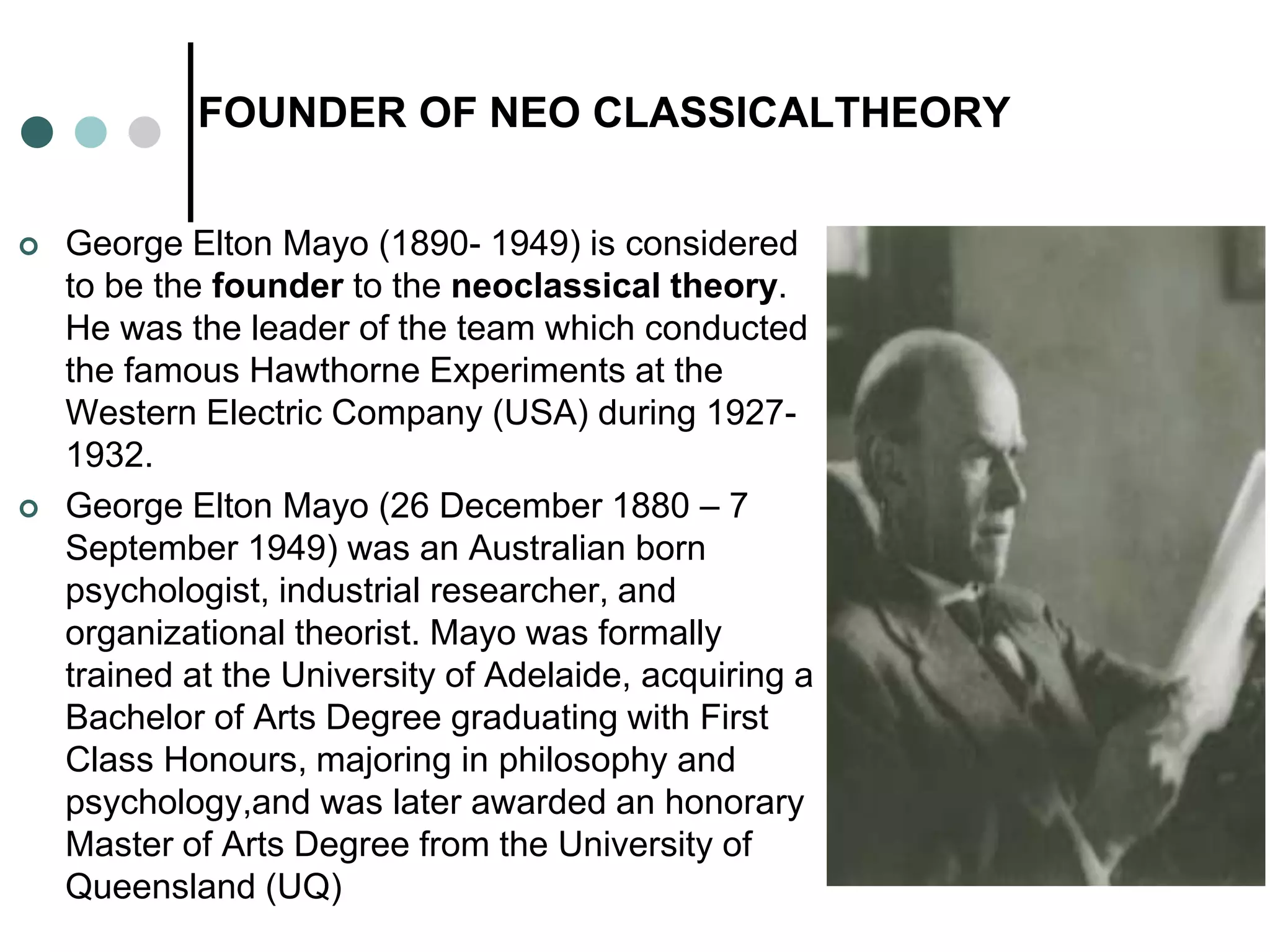 Neo classical theories and comparison of Classical vs neo classical ...