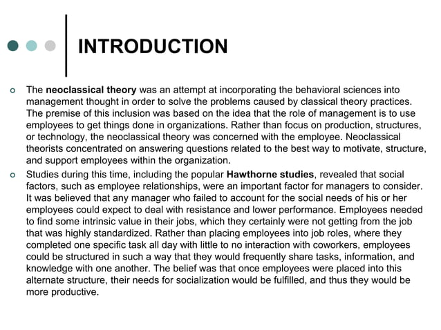 Neo classical theories and comparison of Classical vs neo classical ...